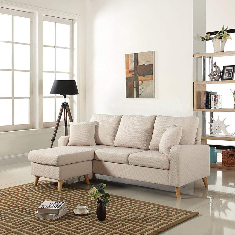 Divano roma furniture modern linen fabric small space sectional sofa with reversible chaise store